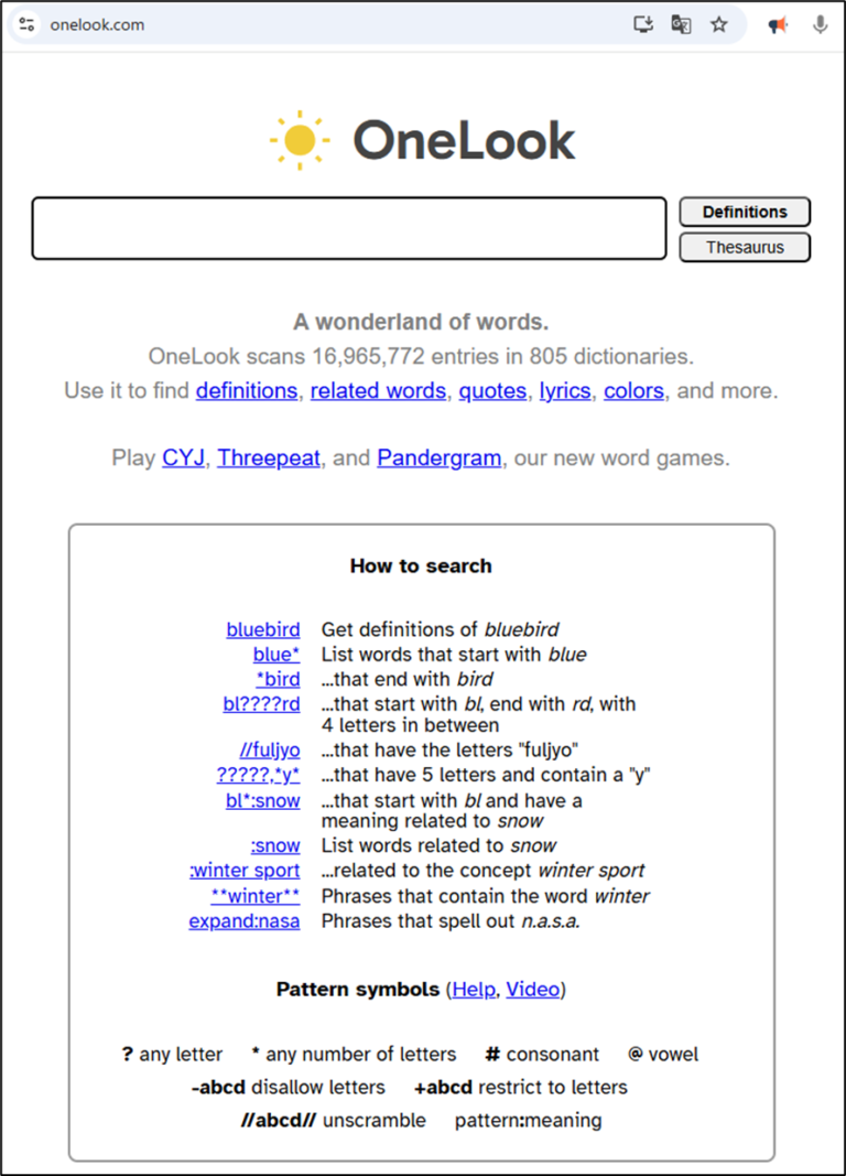 【サイト紹介(4)】（無料）英英辞書を串刺し検索できるサイト「One Look Dictionary Search」 | ある翻訳者の本棚
